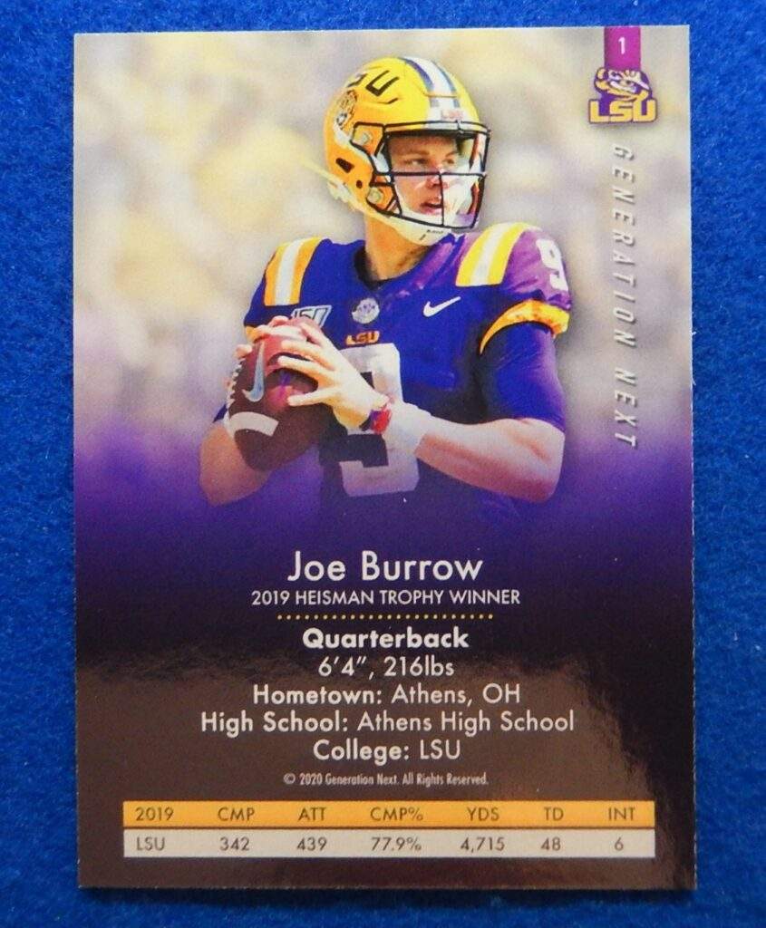 JOE BURROW 2020 Louisiana State (LSU) Tigers Generation Next Rookie ...