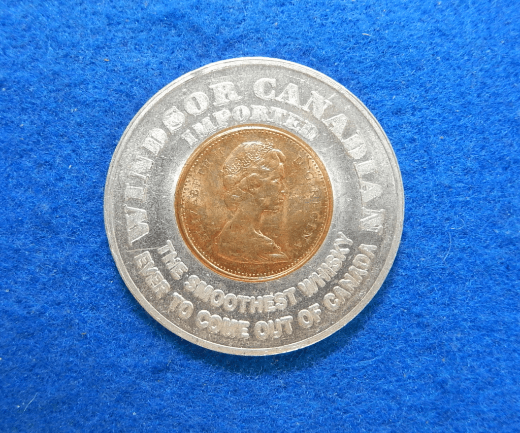 WINDSOR CANADIAN WHISKY 1970 Lucky Penny Token Encased Vintage One Cent ...