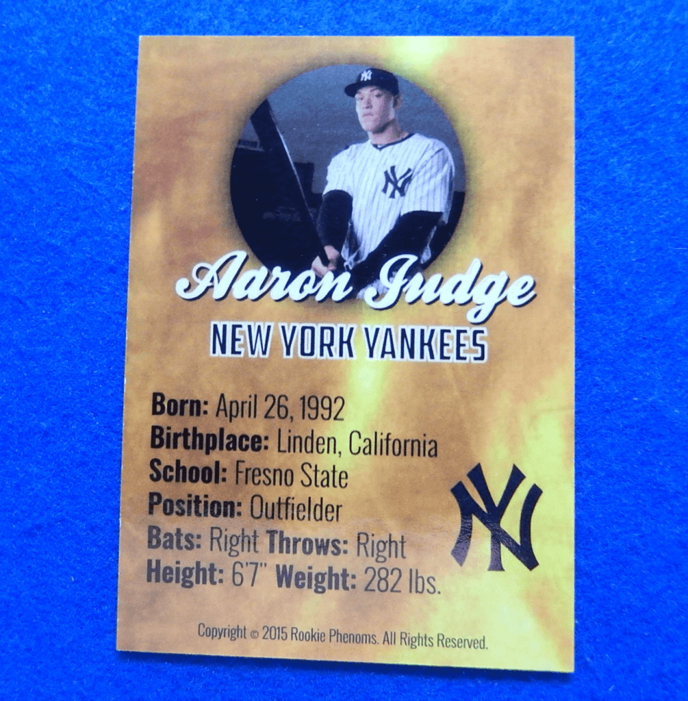 AARON JUDGE New York Yankees 2015 Rookie Gold Baseball Card Rookie ...