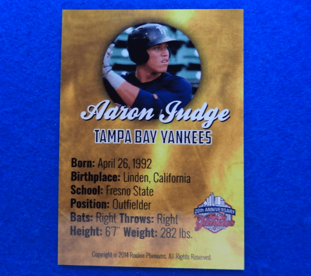 AARON JUDGE Tampa Bay Yankees 2014 Rookie Gold Baseball Card Rookie ...