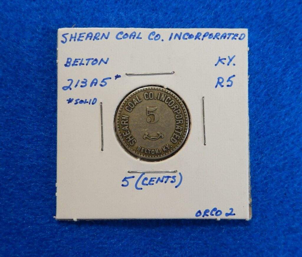 Coal Scrip Token: Shearn Coal Co., Belton Kentucky - 5 Cents - JBvalu.com