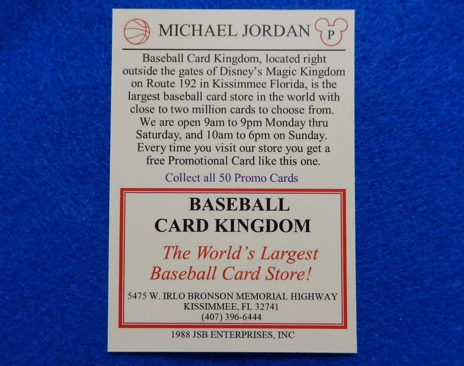 MICHAEL JORDAN Original 1988 Promo Basketball Card, Baseball Card ...