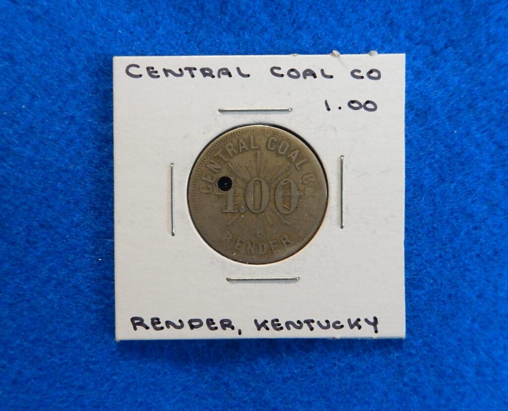 Coal Scrip Token: Central Coal Co., Render Kentucky, $1, R7 - JBvalu.com